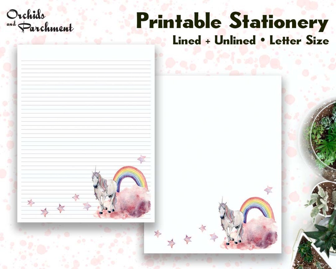 Stationery Rainbow Unicorn - Letter Writing Paper - Letter Size 8.5x11 ...