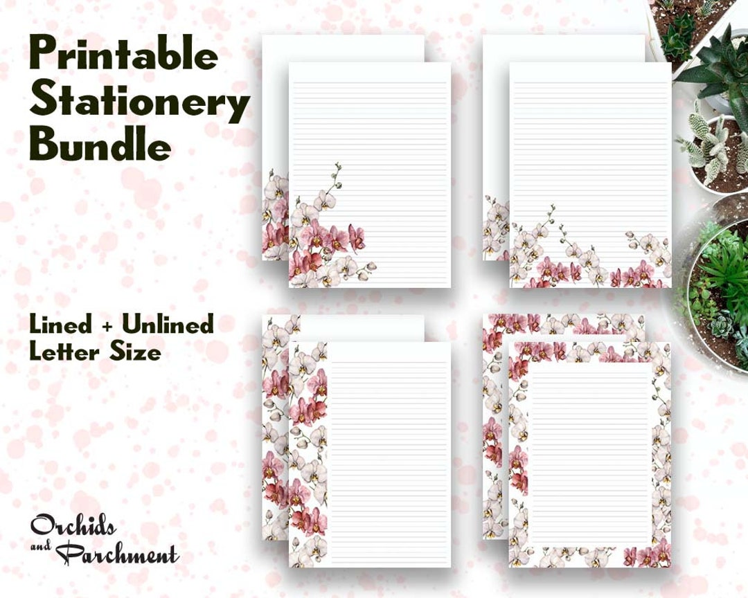 Stationery Orchid Bundle - Letter Writing Paper - Letter Size 8.5x11 ...