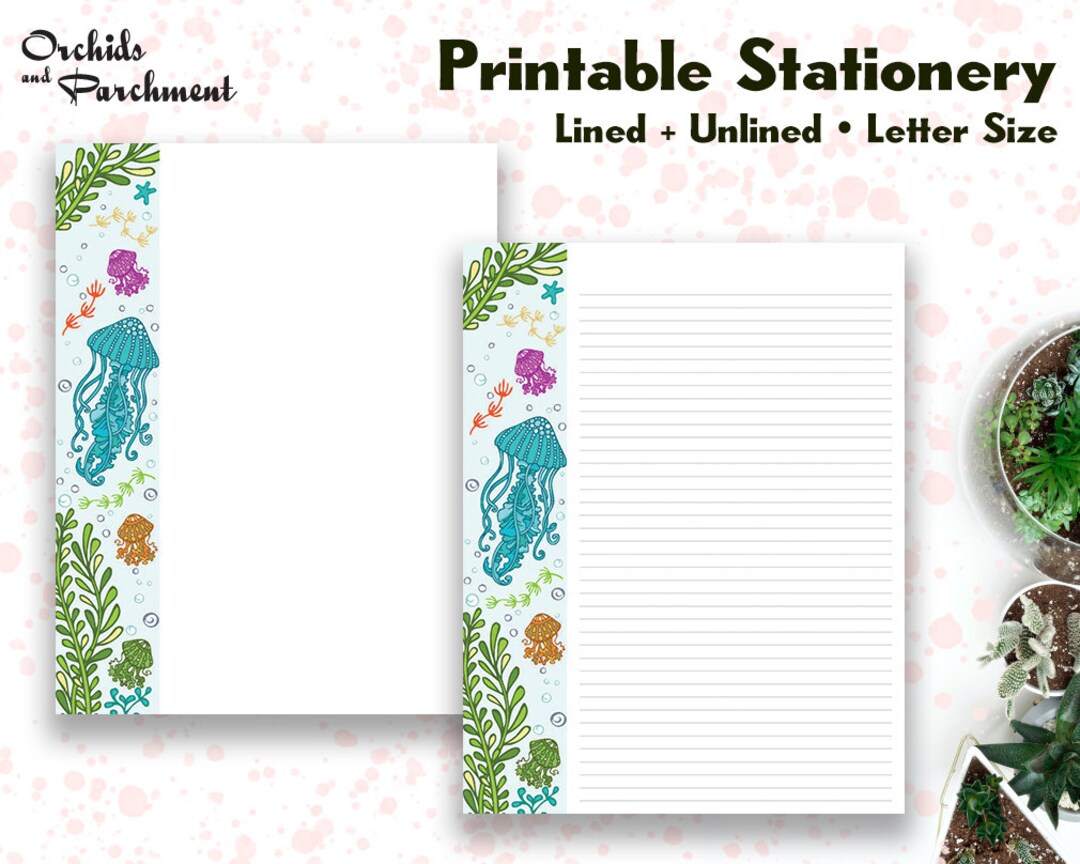 Stationery Ocean Life Jellyfish Side - Letter Writing Paper - Letter ...