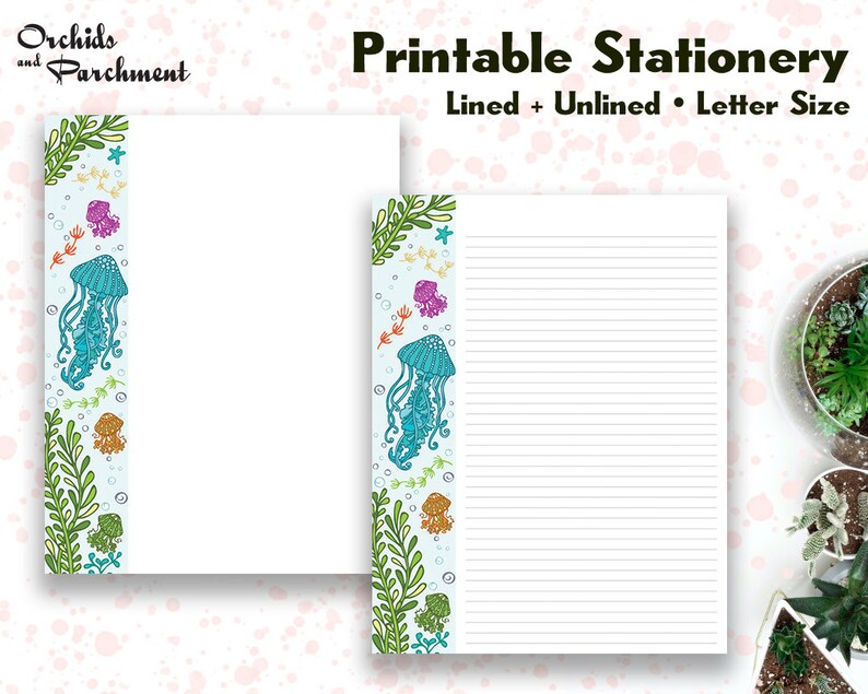 Stationery Ocean Life Jellyfish Side - Letter Writing Paper - Letter ...