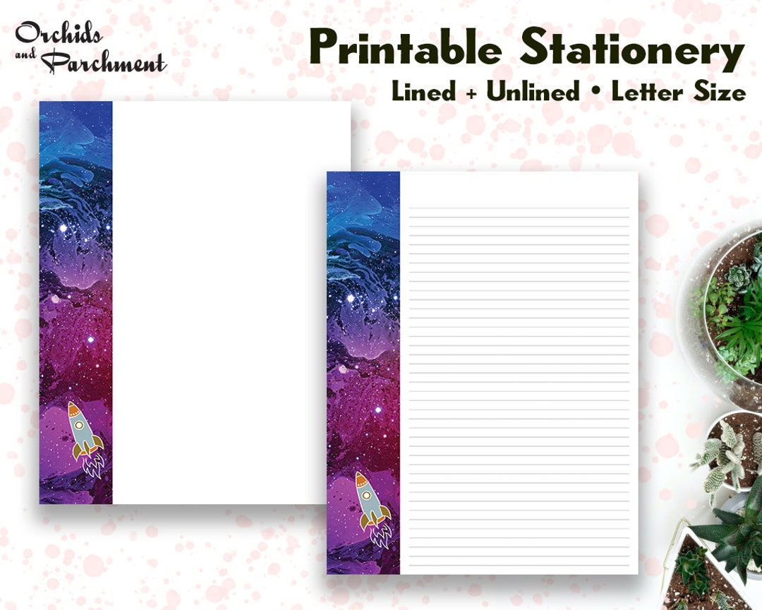 Stationery Space Rocket Ship - Letter Writing Paper - Letter Size 8 ...