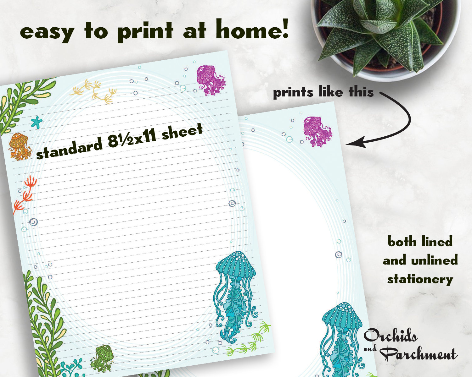 Stationery Ocean Life Bundle Letter Writing Paper Letter Size 8.5x11 ...