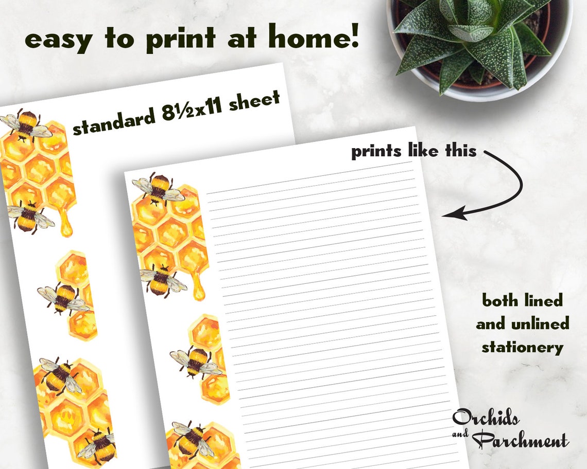 Stationery Honey Bees Bundle Letter Writing Paper Letter Size 8.5x11 ...