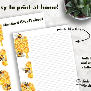 Stationery Honey Bees Bundle - Letter Writing Paper - Letter Size 8 ...