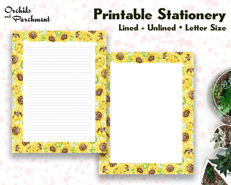 Stationery Sunflowers Border Letter Writing Paper Letter - Etsy