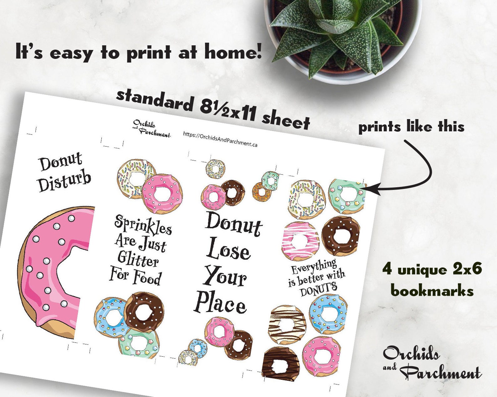Bookmark Set Donut - Doughnut Bookmarks - Printable - Instant Download ...