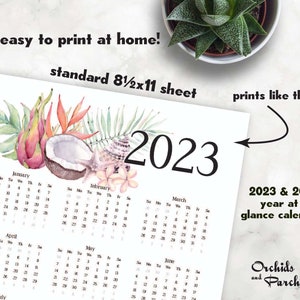Year at A Glance Calendar Beach Tropical 2023 2024 - Etsy