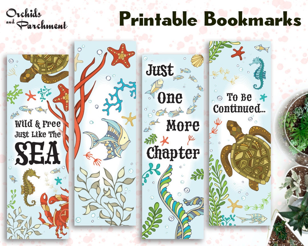 Bookmark Set Ocean Life - Sea Life Bookmarks - Printable - Instant ...