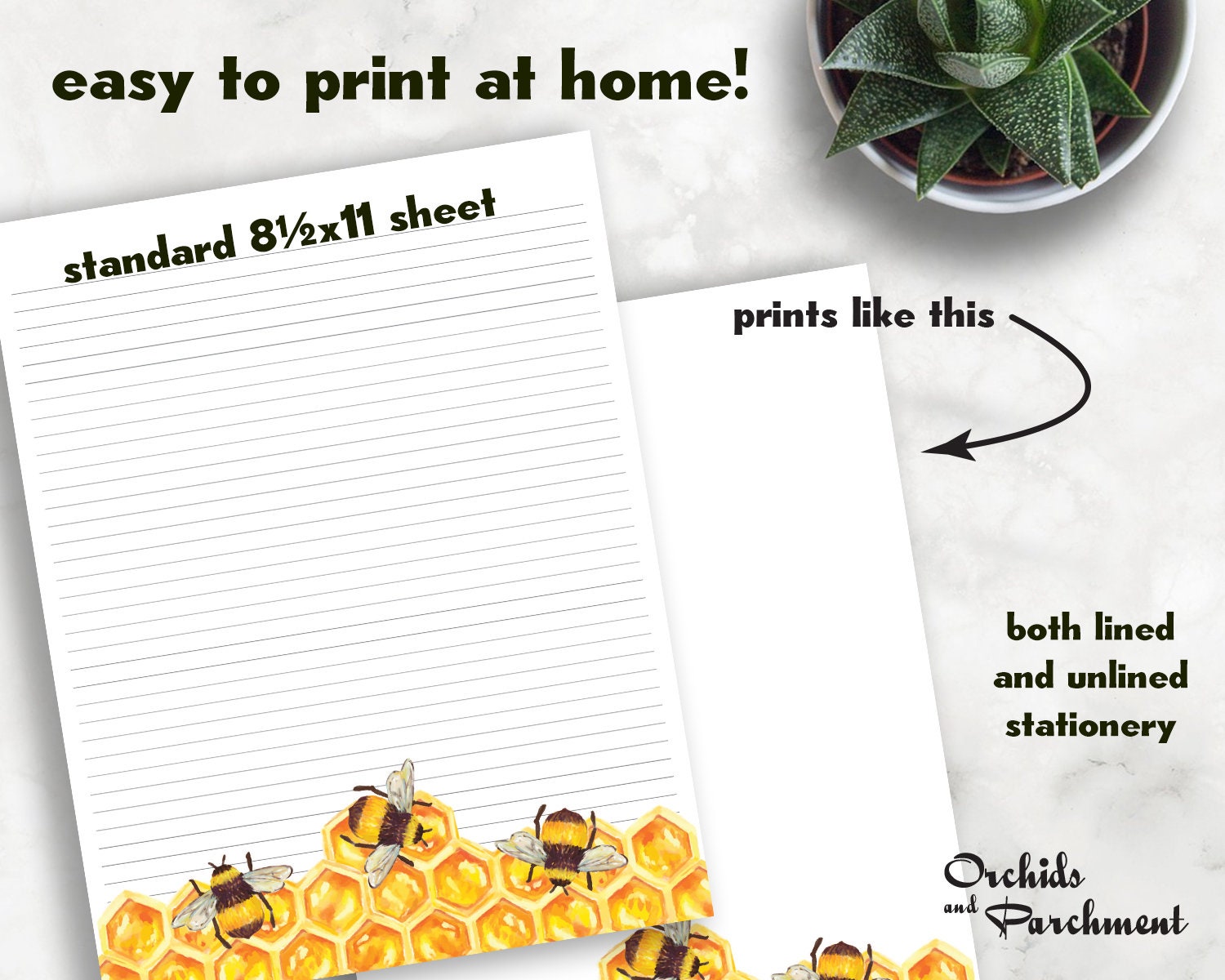 Stationery Honey Bees Bundle - Letter Writing Paper - Letter Size 8 ...