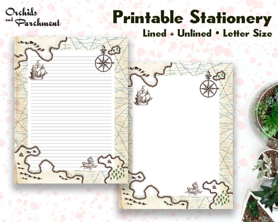 Stationery Adventure Map Border - Letter Writing Paper - Letter Size 8 ...