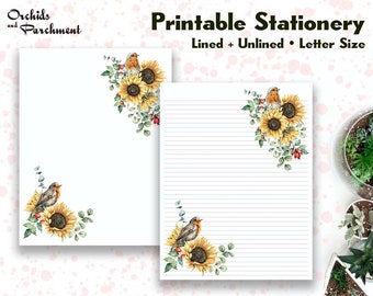 Sunshine Bouquet Printable Stationery-lined and Unlined 8.5x11 - Etsy UK