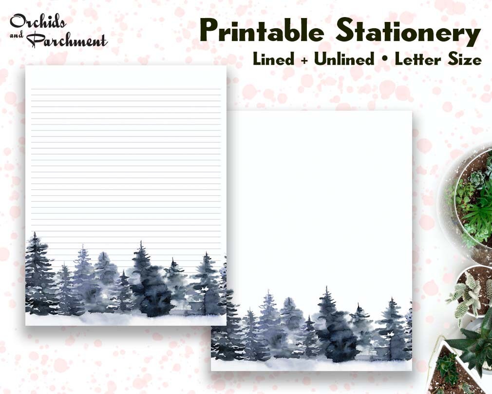 Stationery Moody Forest Trees Letter Writing Paper Letter Size 8.5x11 ...