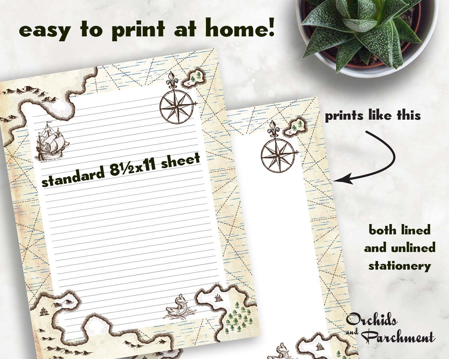 Stationery Adventure Map Border - Letter Writing Paper - Letter Size 8 ...