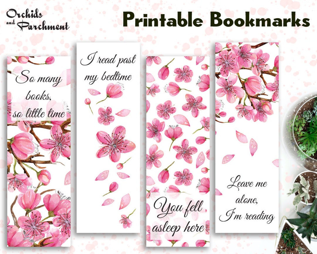 Bookmark Set Cherry Blossoms - Printable - Instant Download PDF - Etsy