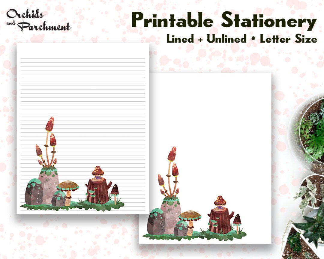 Stationery Woodland Mushrooms - Letter Writing Paper - Letter Size 8 ...