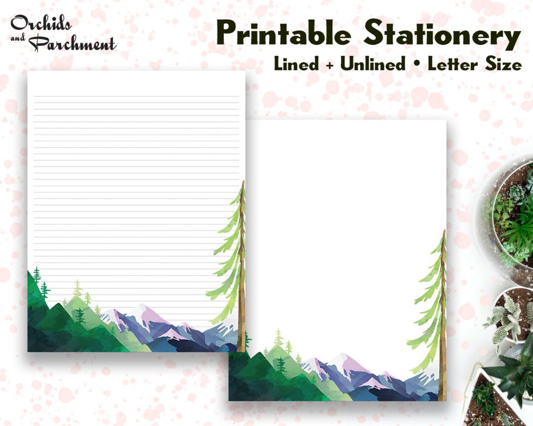 Stationery Forest Mountains Base - Letter Writing Paper - Letter Size 8 ...