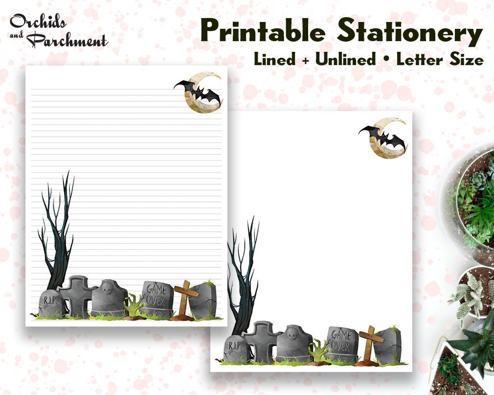 Stationery Spooky Graveyard Letter Writing Paper Letter | Etsy