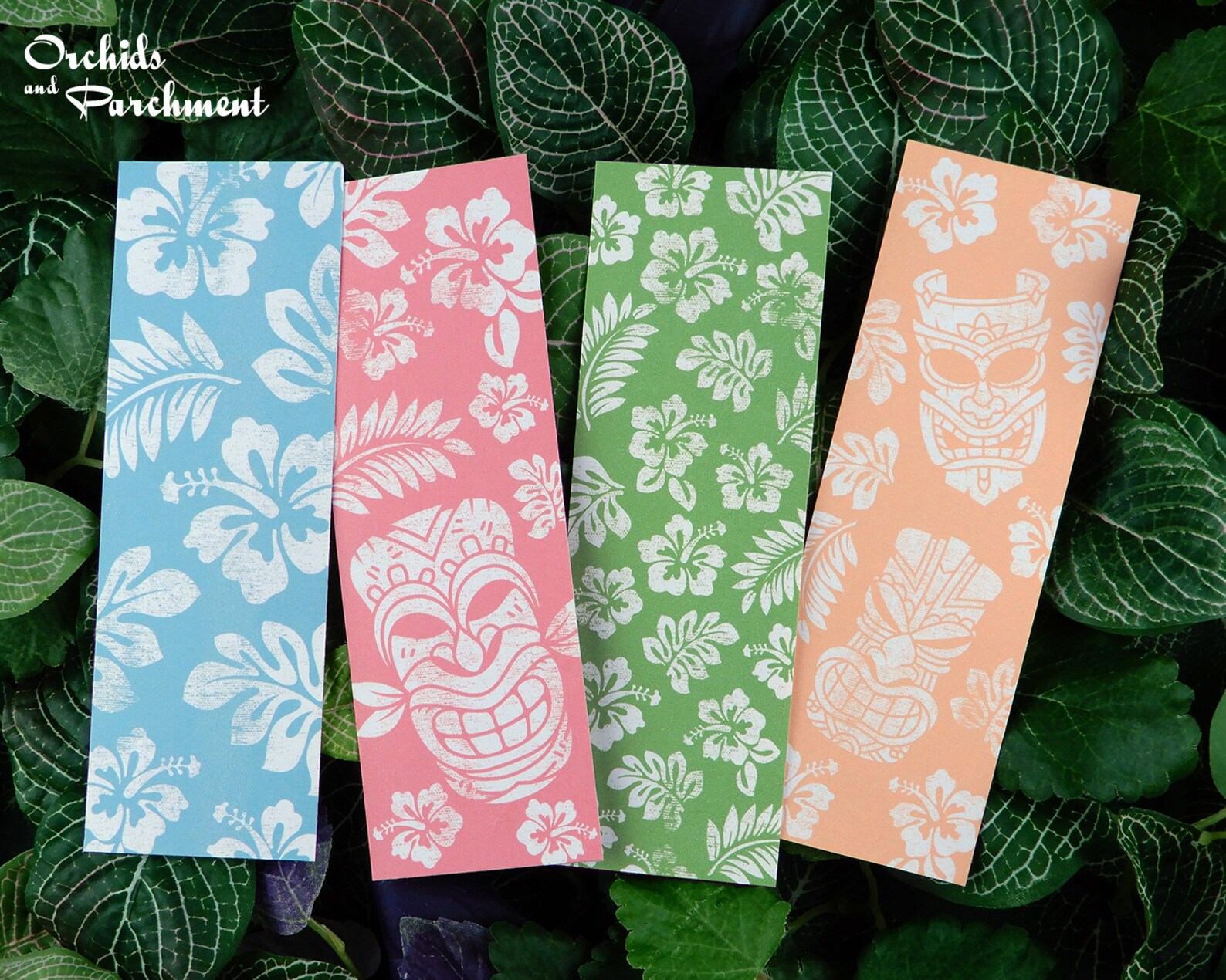 Bookmark Set Tiki Bookmarks Hawaiian Bookmarks Tropical - Etsy
