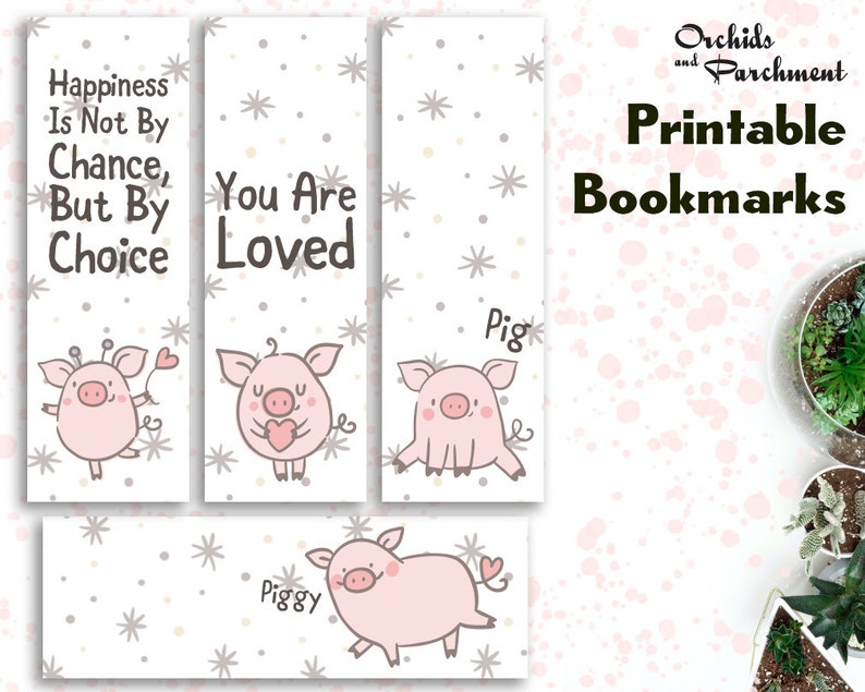 Bookmark Set Piggies - Pig Bookmarks - Printable - Instant Download PDF ...