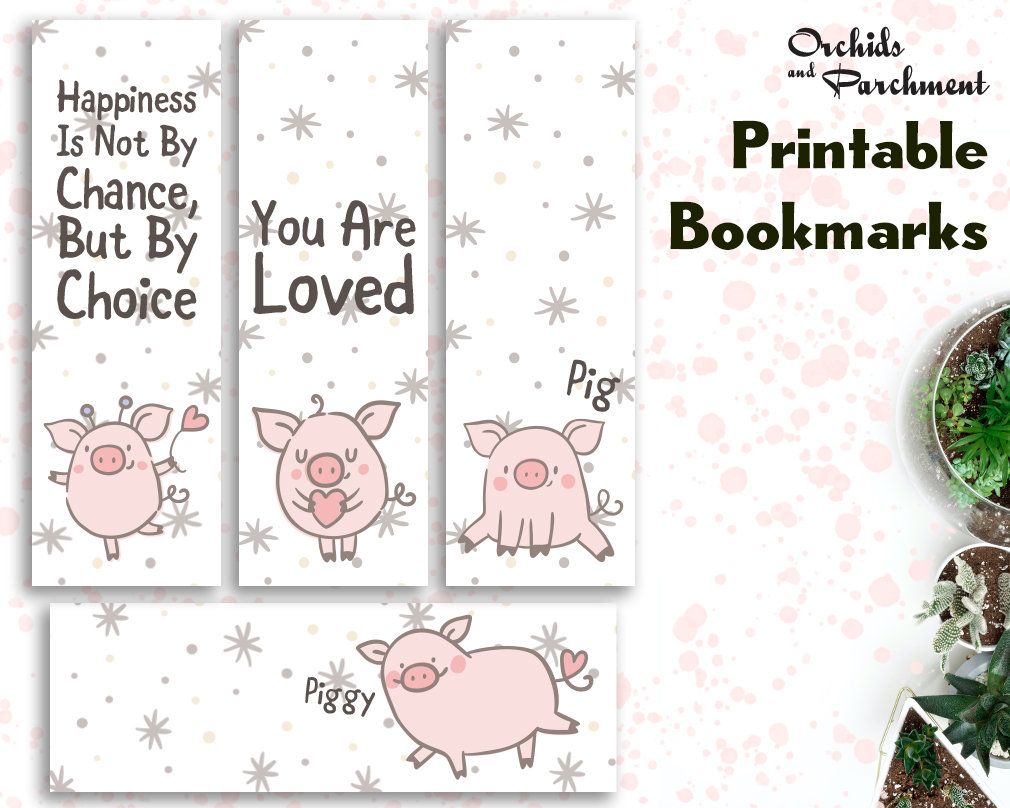Bookmark Set Piggies - Pig Bookmarks - Printable - Instant Download PDF ...