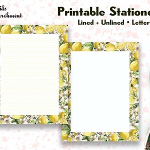 Stationery Lemon Border - Letter Writing Paper - Letter Size 8.5x11 ...