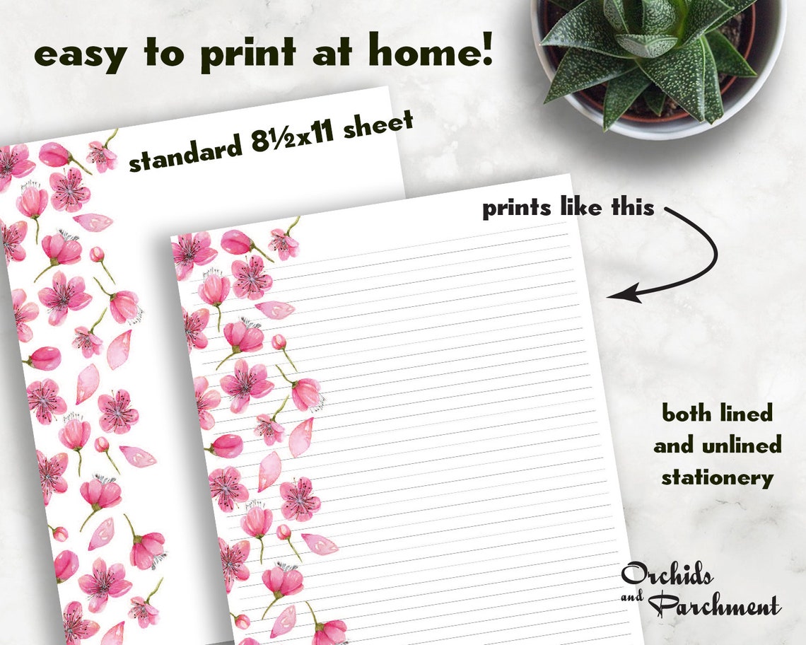 Stationery Cherry Blossom Side Digital Letter Writing - Etsy