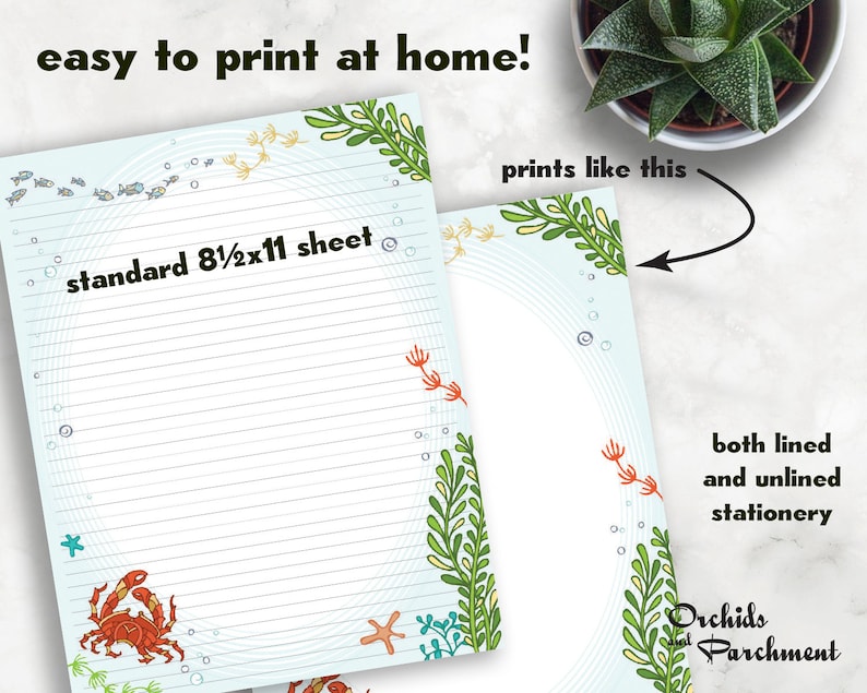 Stationery Ocean Life Bundle - Letter Writing Paper - Letter Size 8 ...
