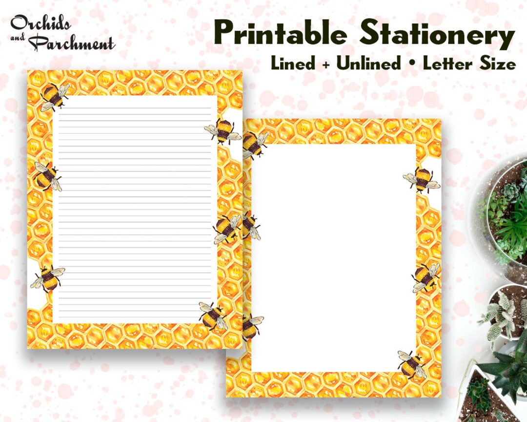 Stationery Honeycomb Bees Border - Letter Writing Paper - Letter Size 8 ...