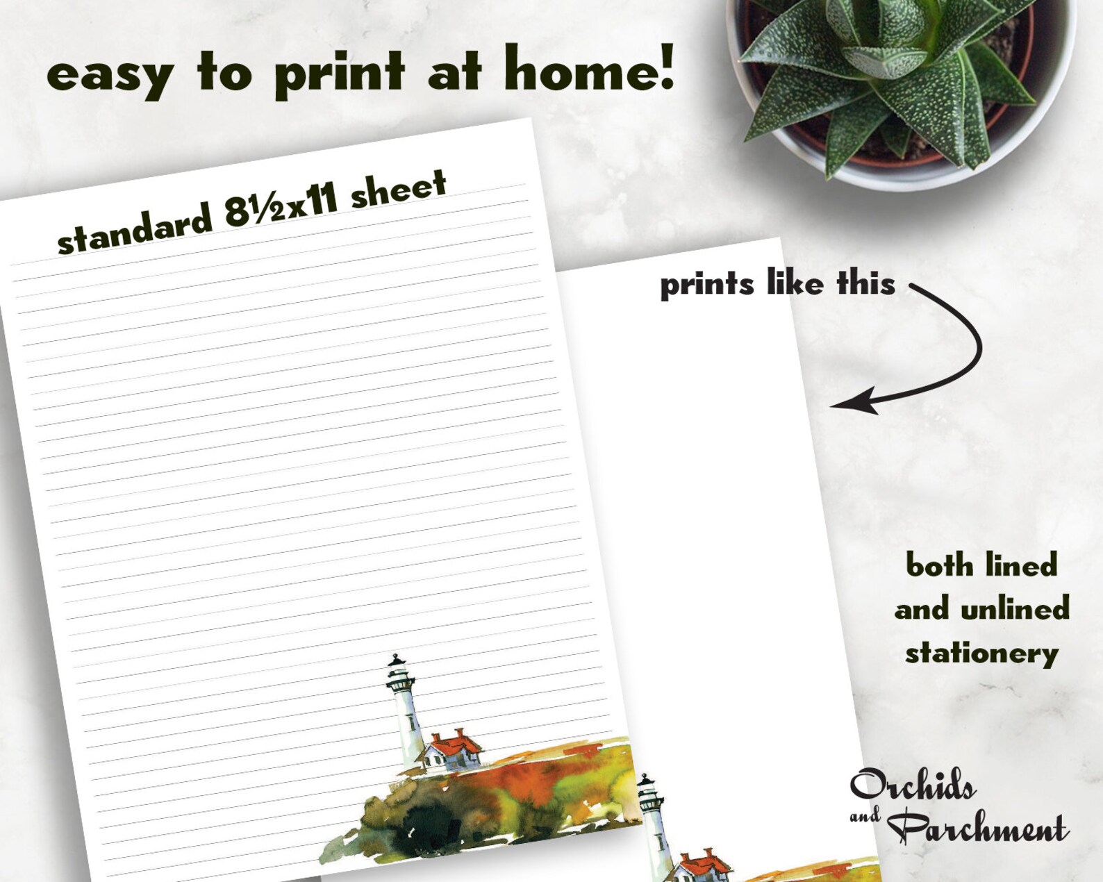 Stationery Lighthouse Digital Letter Writing Paper Letter Size 8.5x11 ...