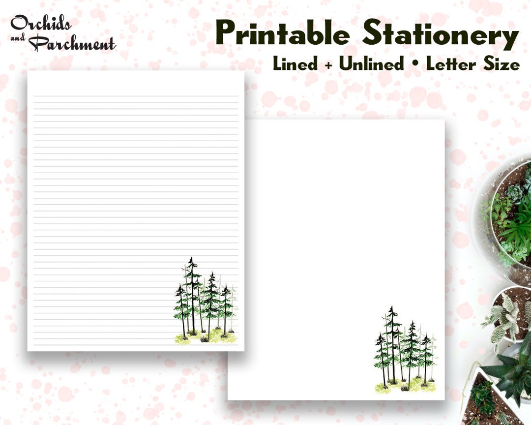 Stationery Watercolour Pine Trees - Letter Writing Paper - Letter Size ...