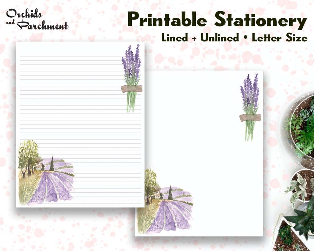 Stationery Lavender Field Letter Writing Paper Letter Size 8.5x11 Lined ...