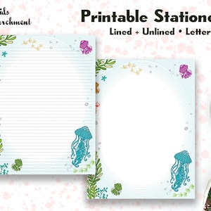Stationery Ocean Life Jellyfish - Letter Writing Paper - Letter Size 8 ...
