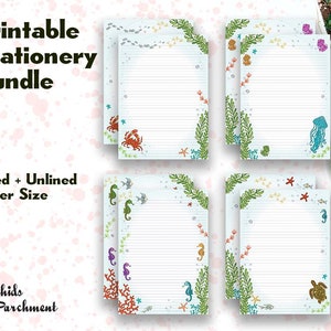 Stationery Ocean Life Bundle - Letter Writing Paper - Letter Size 8 ...