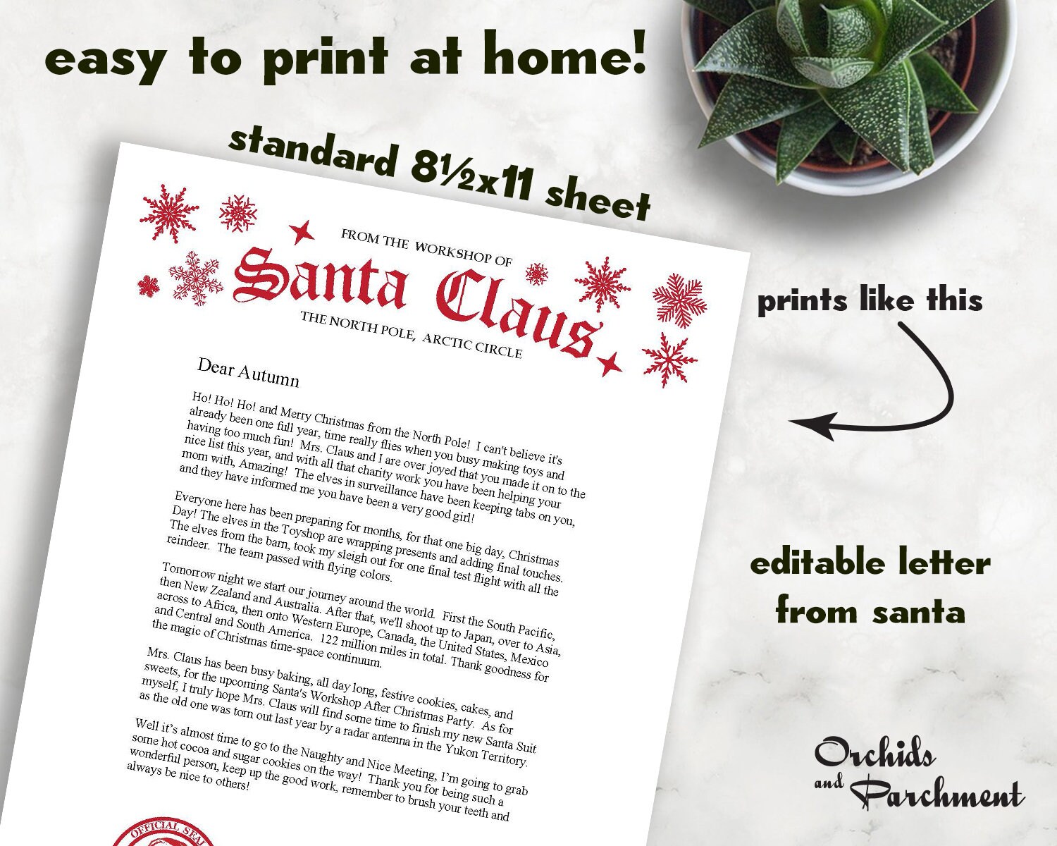Letter From Santa Reindeer Sleigh Santa Claus Letterhead Santa Letter ...