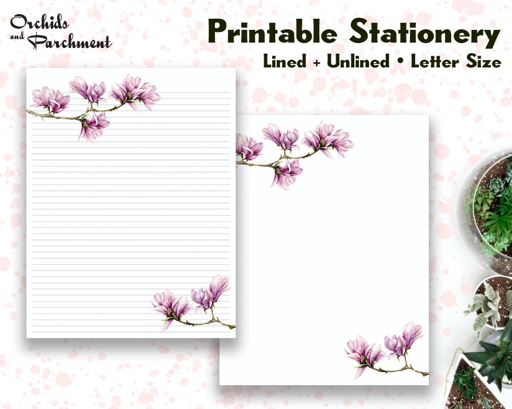 Stationery Magnolia Branch Letter Writing Paper Letter Size 8.5x11 ...