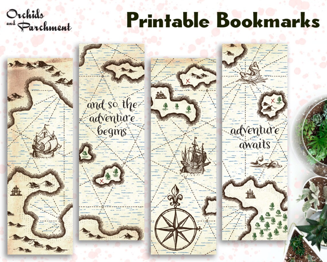 Bookmark Set Adventure Map - Printable - Instant Download PDF - Etsy