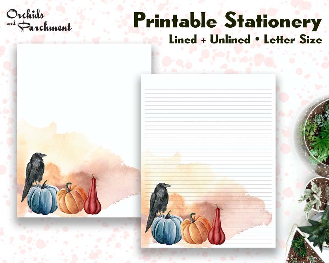 Stationery Pumpkins Crow Letter Writing Paper Letter Size - Etsy