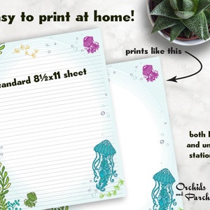 Stationery Ocean Life Jellyfish - Letter Writing Paper - Letter Size 8 ...