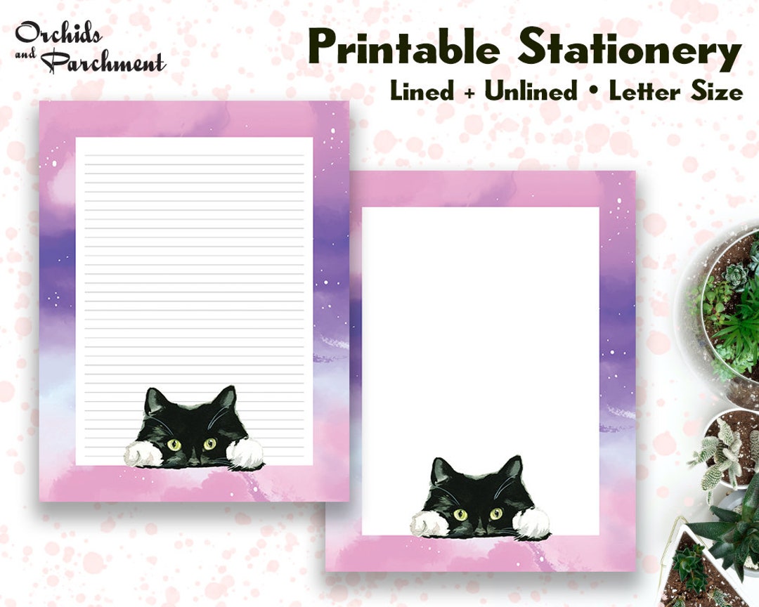 Stationery Space Cat Tuxedo - Letter Writing Paper - Letter Size 8.5x11 ...