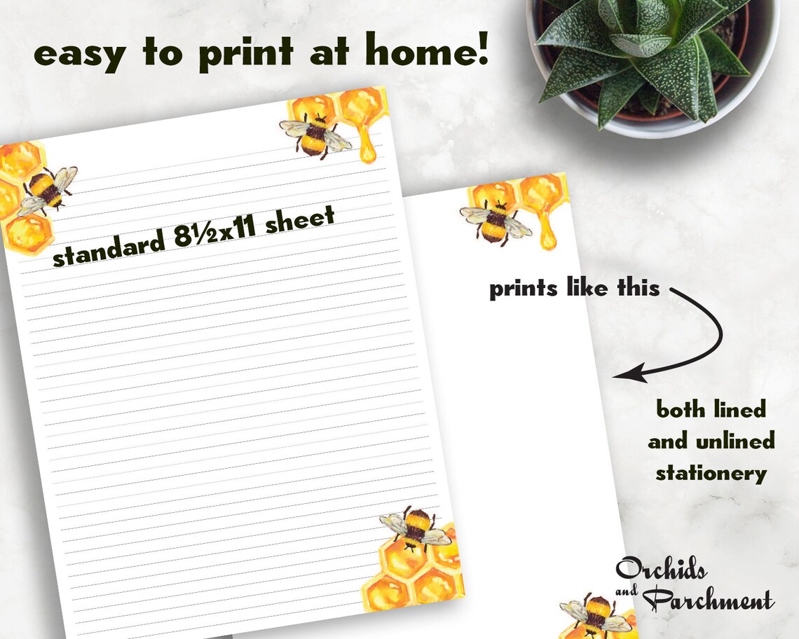 Stationery Honey Bees Bundle Letter Writing Paper Letter Size 8.5x11 ...