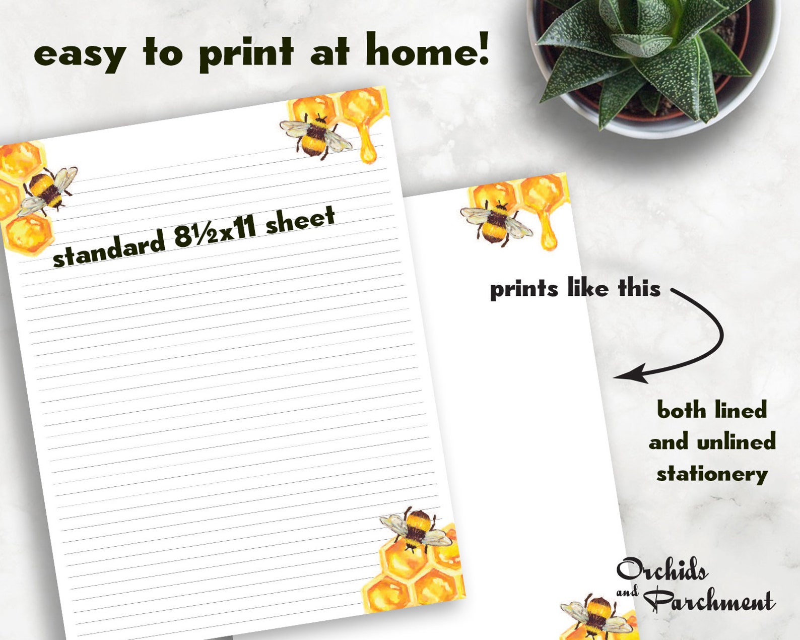 Stationery Honey Bees Bundle - Letter Writing Paper - Letter Size 8 ...