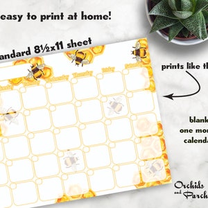 Open Calendar Honey Bees Landscape - Letter Size 11" X 8.5" - Planner ...