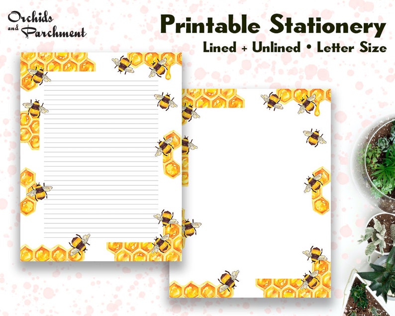 Stationery Honey Bees Border - Letter Writing Paper - Letter Size 8 ...