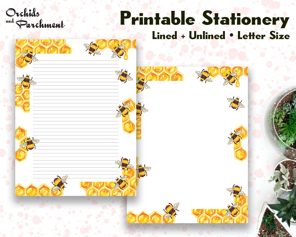 Stationery Honey Bees Border - Letter Writing Paper - Letter Size 8 ...
