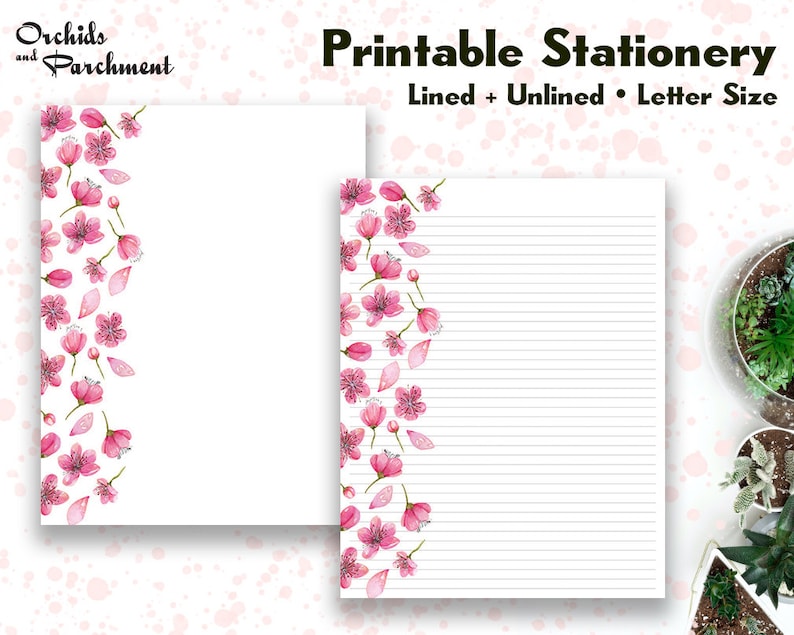Stationery Cherry Blossom Side Digital Letter Writing Paper Letter Size ...