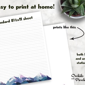 Stationery Snow Capped Mountains - Letter Writing Paper - Letter Size 8 ...
