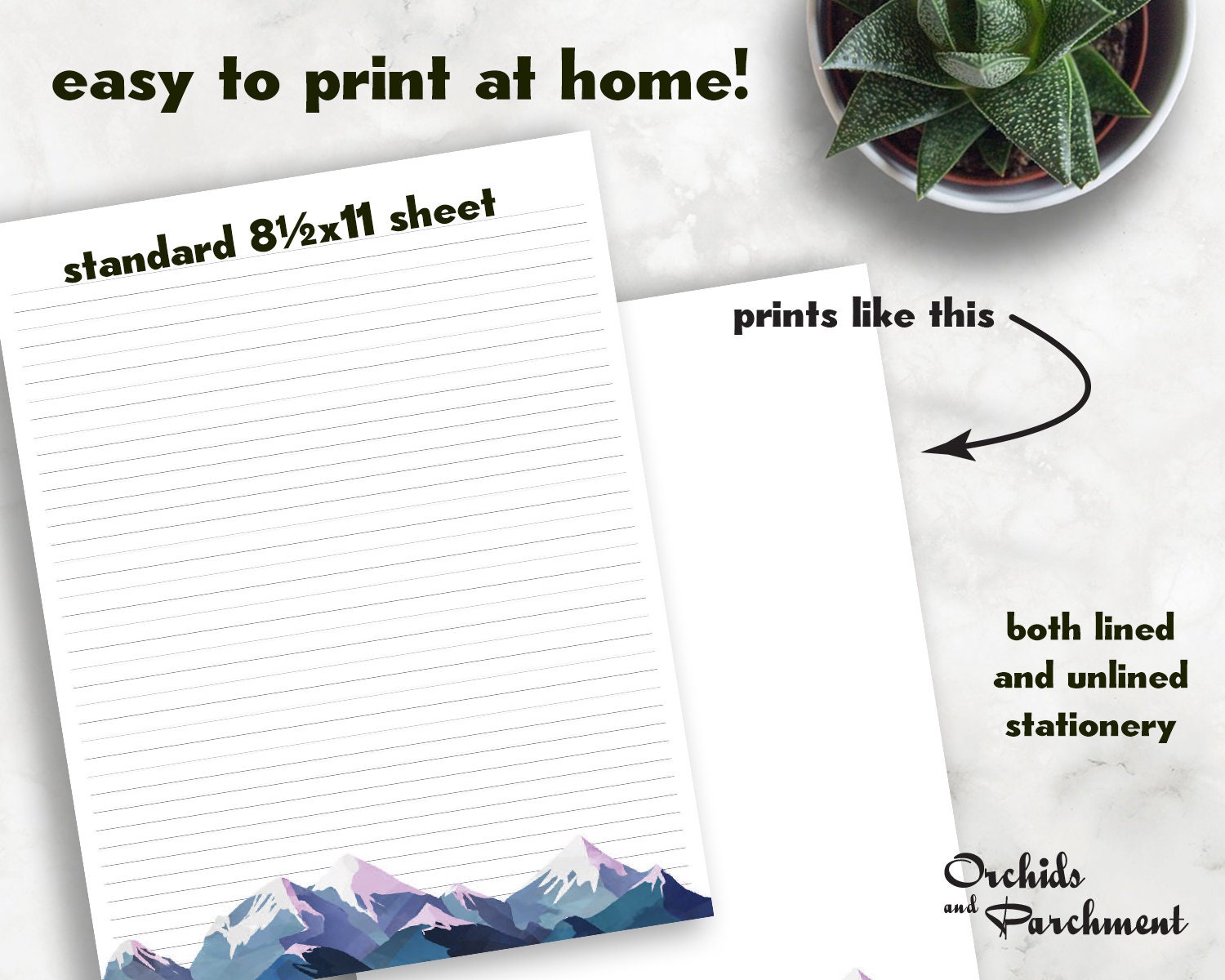 Stationery Snow Capped Mountains - Letter Writing Paper - Letter Size 8 ...