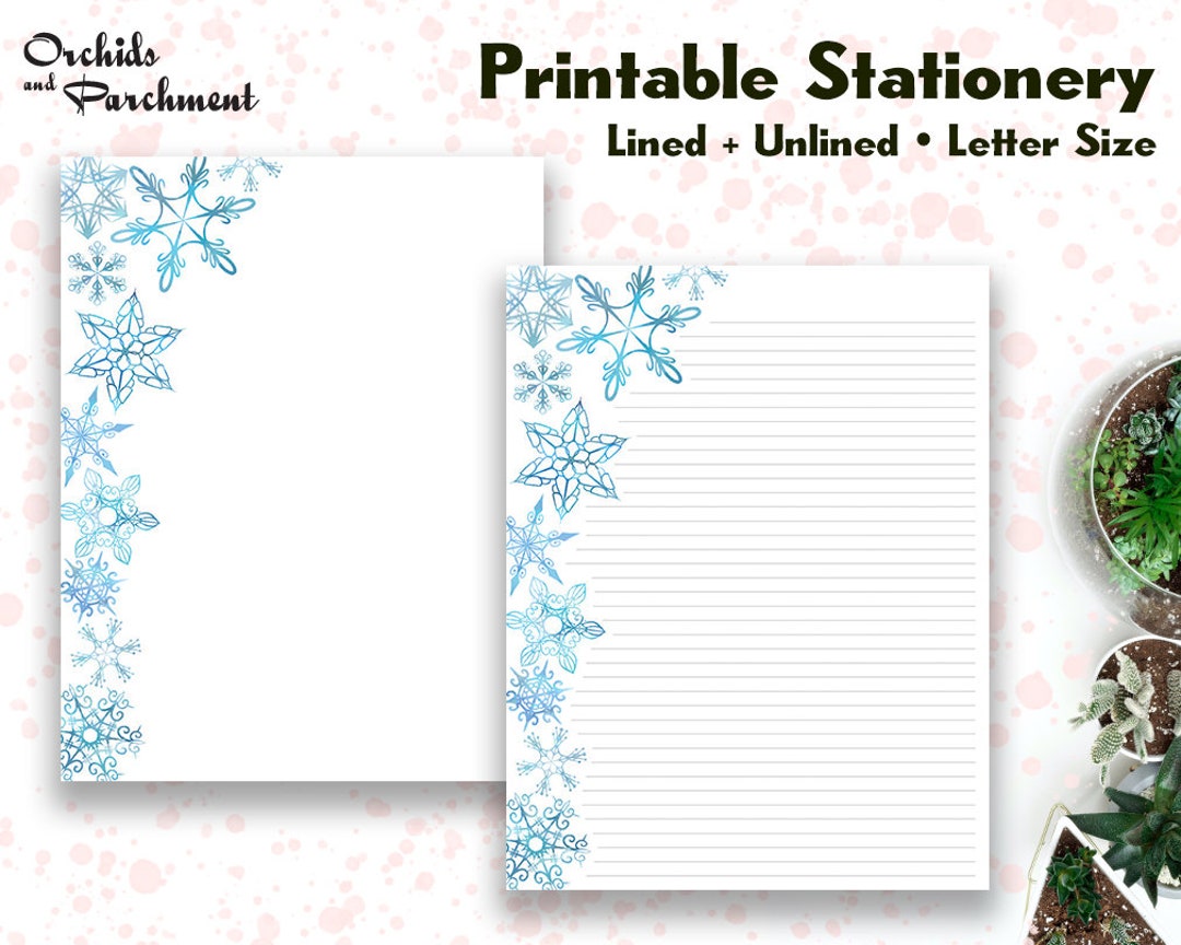 Stationery Watercolour Snowflakes - Letter Writing Paper - Letter Size ...