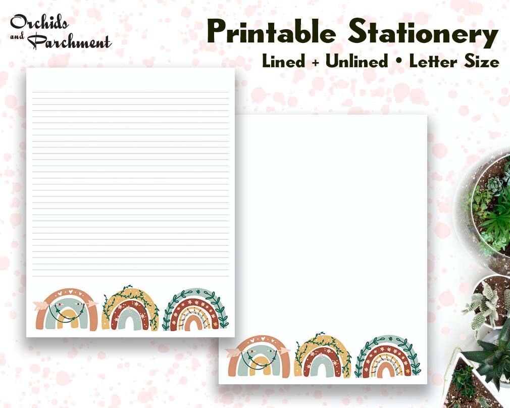 Stationery Boho Rainbows Letter Writing Paper Letter Size - Etsy