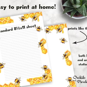 Stationery Honey Bees Bundle - Letter Writing Paper - Letter Size 8 ...